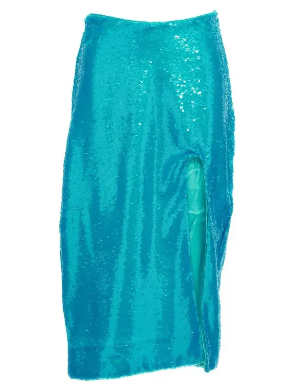 GANNI Sequin Midi Skirt - Blue