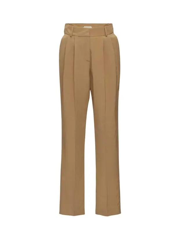 Magda Butrym Beige Tapered Trousers With Pleats - Brown
