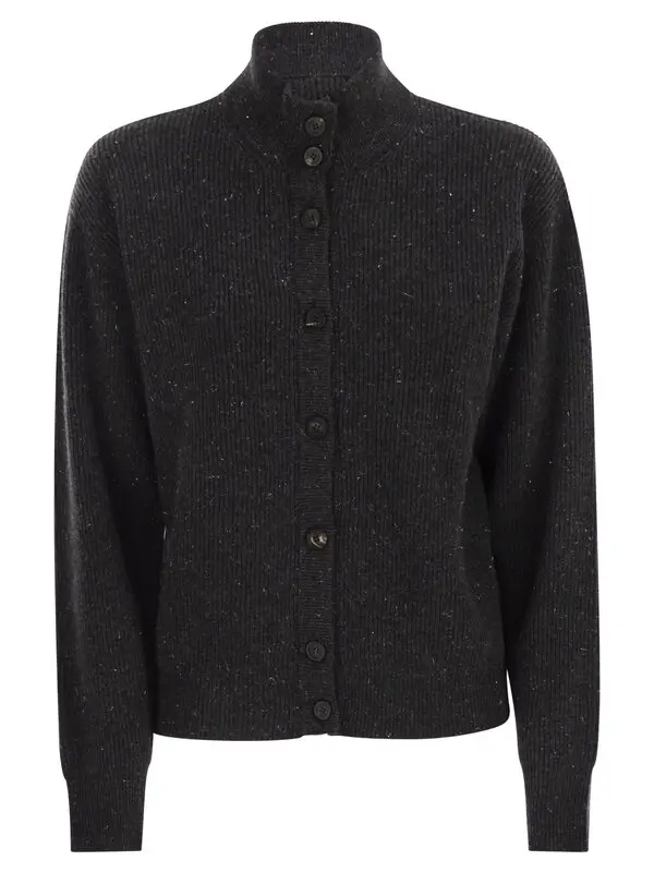 Peserico Cardigan With Buttons In Wool, Silk, And Cashmere - Gray