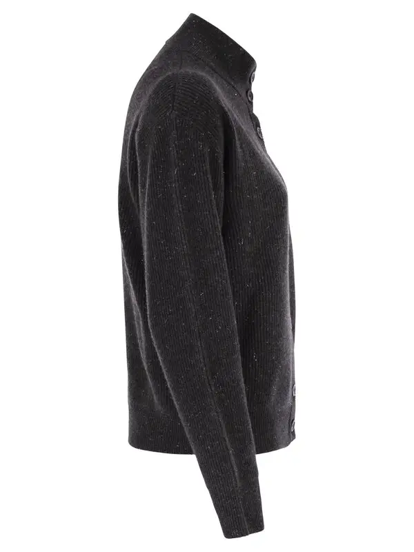Peserico Cardigan With Buttons In Wool, Silk, And Cashmere - Gray