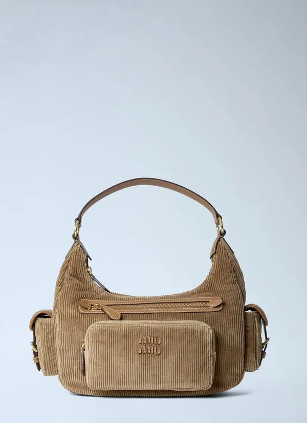 Miu Miu Corduroy Pocket Shoulder Bag - Brown