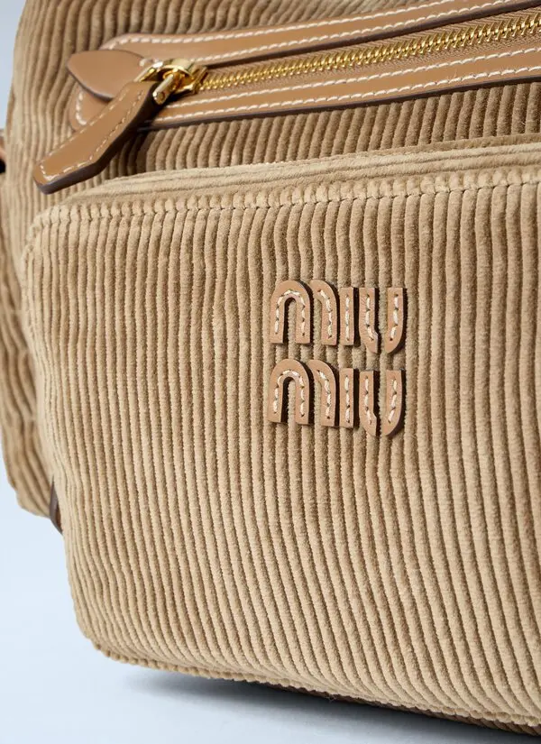 Miu Miu Corduroy Pocket Shoulder Bag - Brown