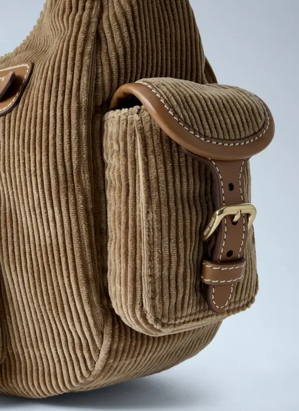 Miu Miu Corduroy Pocket Shoulder Bag - Brown