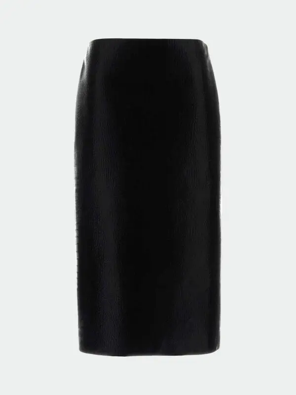 Gucci Python Print Leather Midi Skirt - Black
