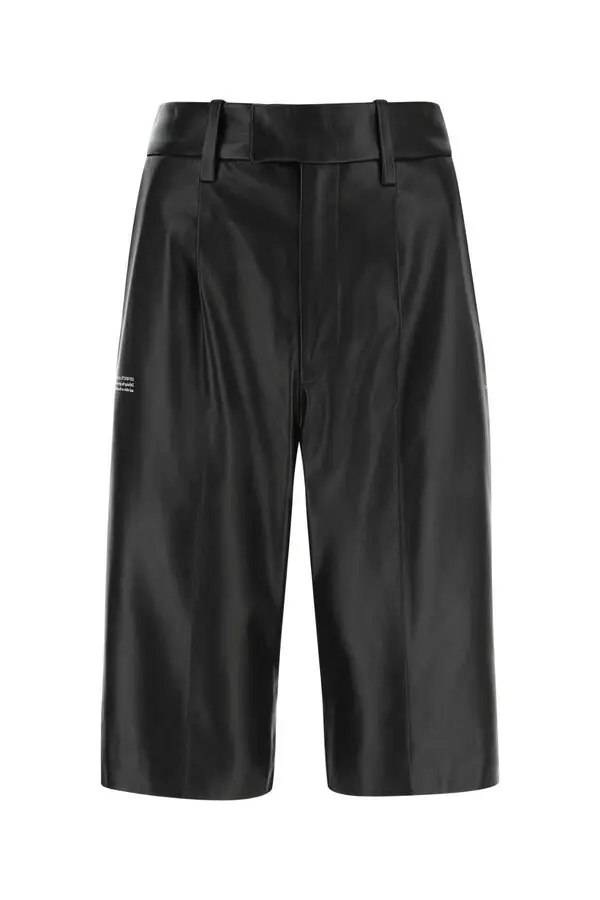 Off-White Leather Bermuda Shorts - Black