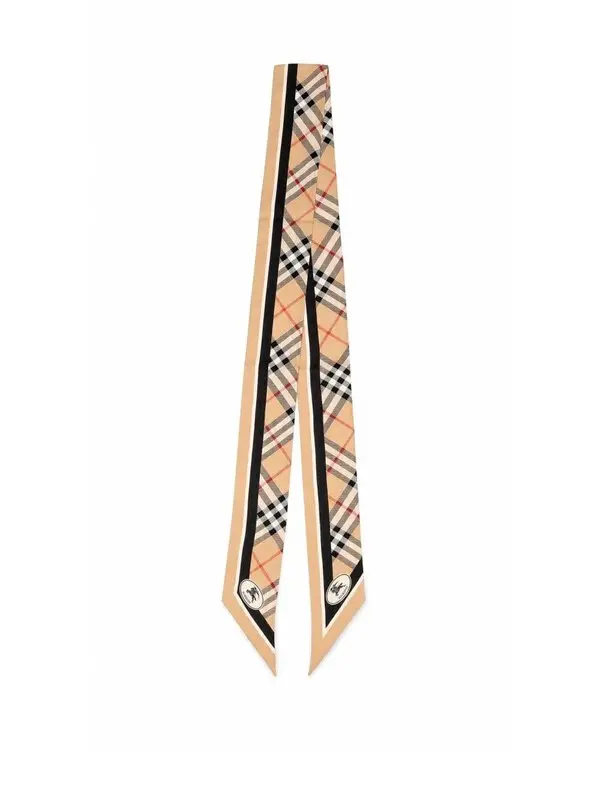 Burberry Check Skinny Scarf - Cream