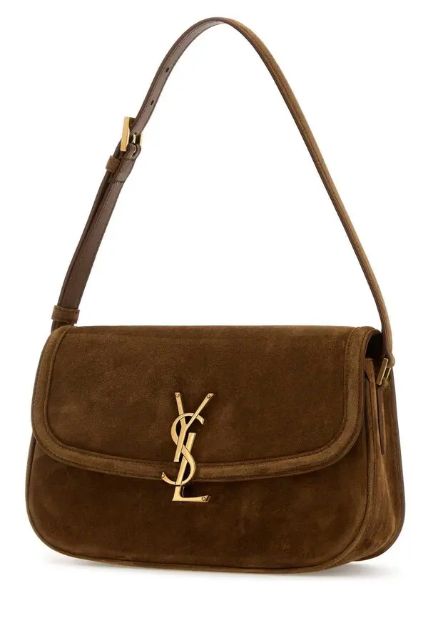 Saint Laurent Suede Solferino Shoulder Bag - Brown