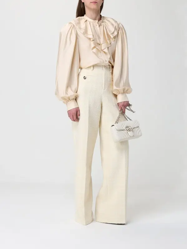 Gucci Silk Satin Shirt With Ruffles