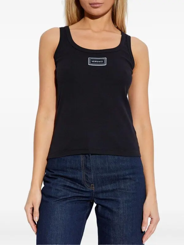 Versace Logo Cotton Tank Top - Multicolor