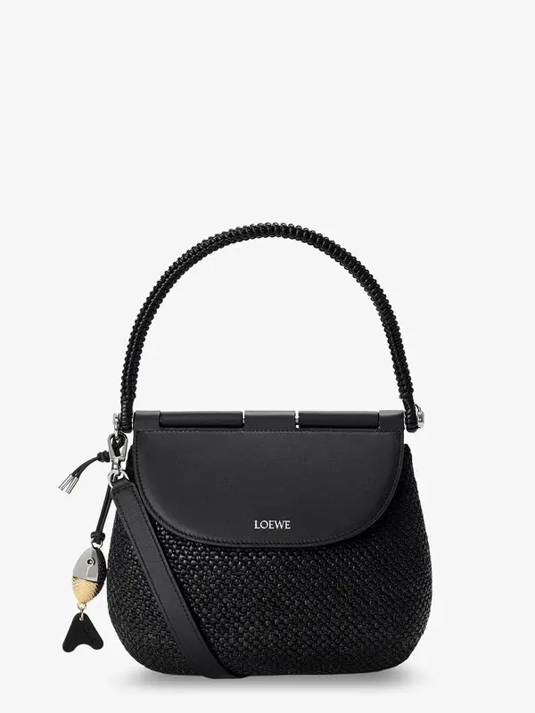 Loewe Paula's Ibiza Pescador Raffia And Leather Handbag - Black