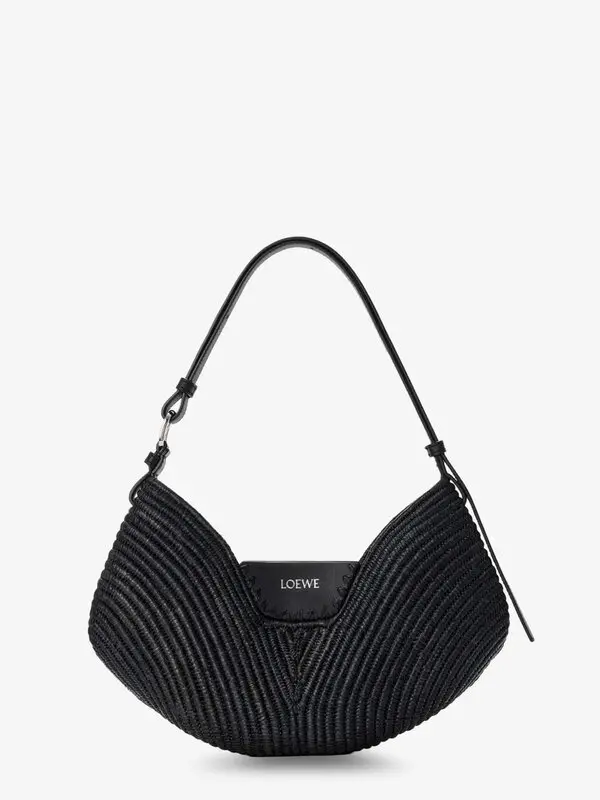 Loewe Paula's Ibiza-swing Raffia And Leather Shoulder Bag - Black