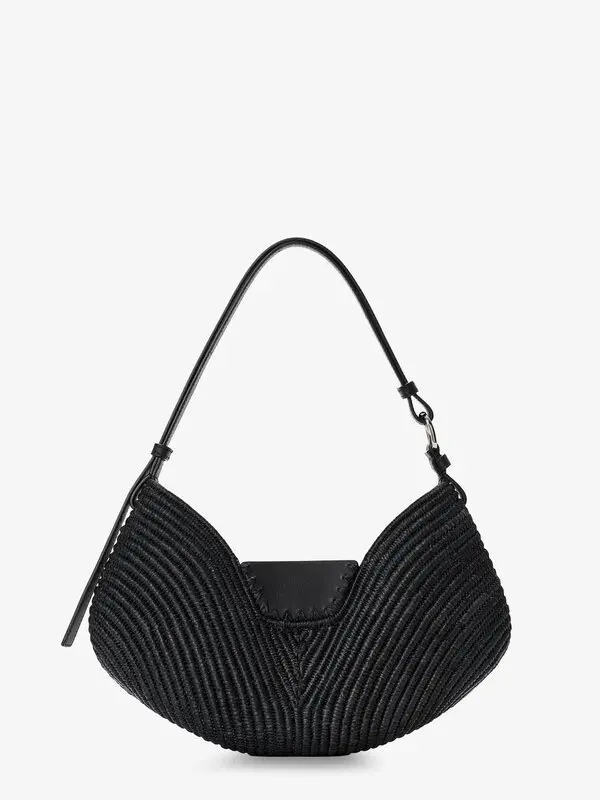 Loewe Paula's Ibiza Swing Raffia And Leather Shoulder Bag - Black