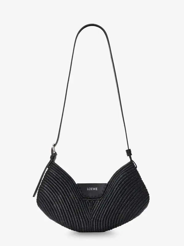 Loewe Paula's Ibiza Swing Raffia And Leather Shoulder Bag - Black