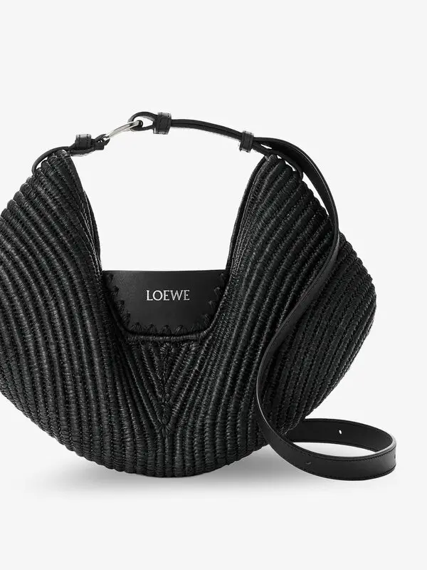 Loewe Paula's Ibiza Swing Raffia And Leather Shoulder Bag - Black