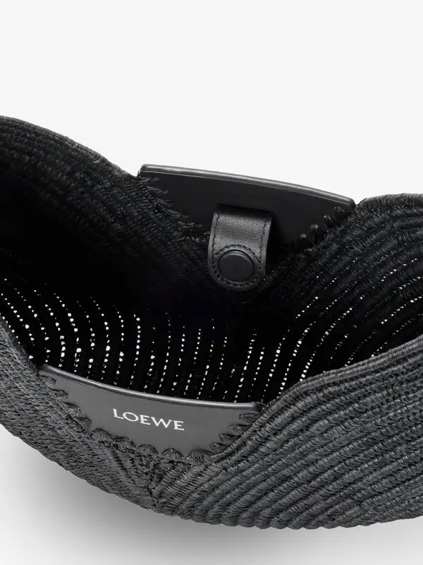 Loewe Paula's Ibiza Swing Raffia And Leather Shoulder Bag - Black