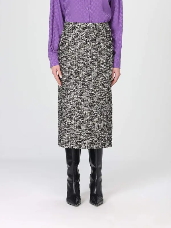 Gucci Tweed Midi Skirt - Black