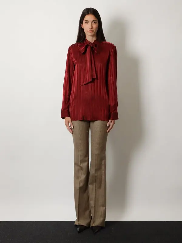 Saint Laurent Cassandre Lavalliere Striped Silk Jacquard Shirt - Multicolor