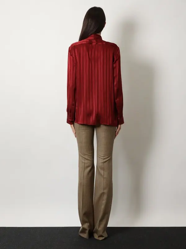 Saint Laurent Cassandre Lavalliere Striped Silk Jacquard Shirt - Multicolor