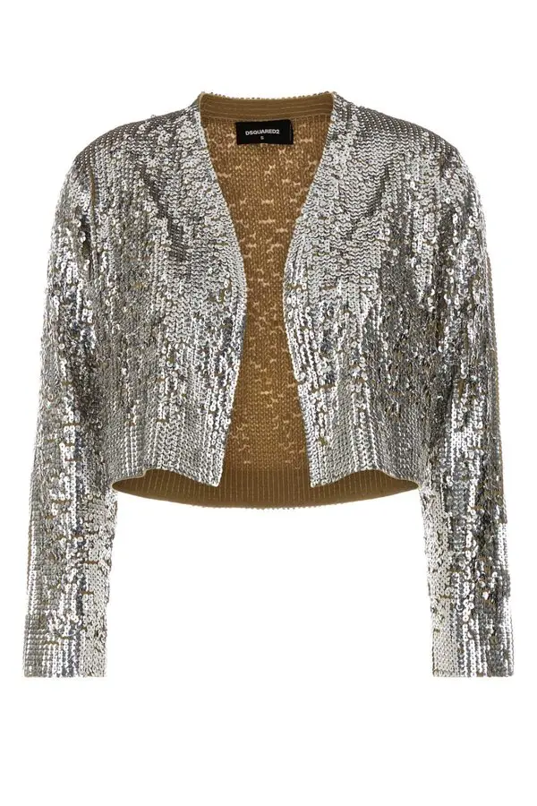 Dsquared2 Embellished Wool Cardigan - Silver