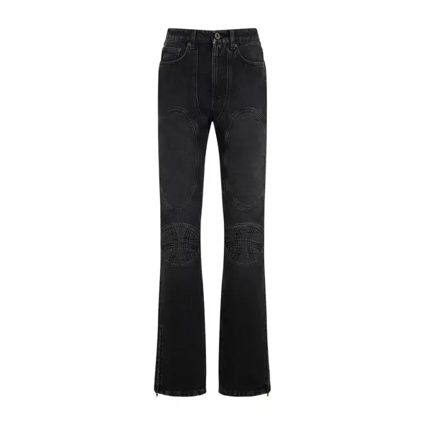 JEAN PAUL GAULTIER Denim Jeans With Lacing And Knee Bonding Detail - Black