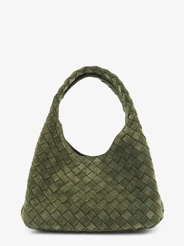 Bottega Veneta Campana Intrecciato Suede Shoulder Bag - Multicolor
