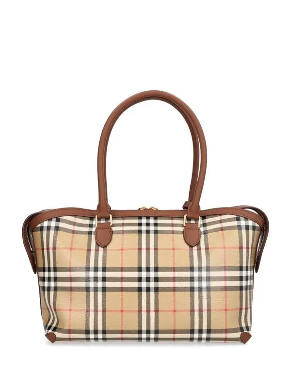 Burberry Small Check Tote - Cream