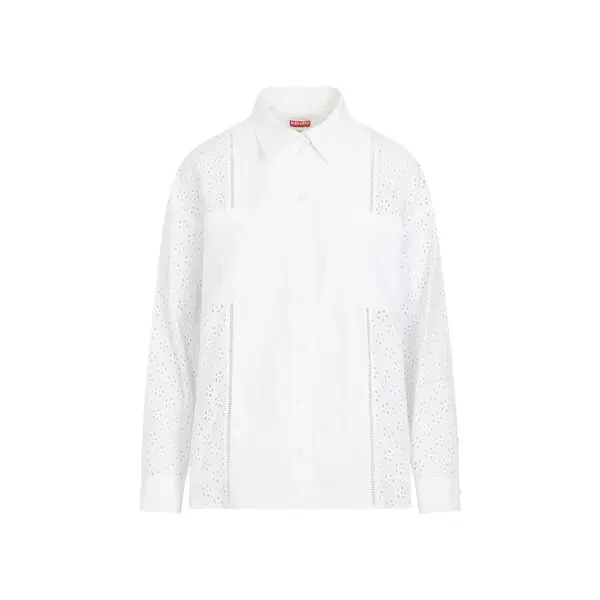 Kenzo Broderie Anglaise Cotton Blend Shirt - White