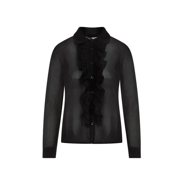 TOM FORD Ruffled Viscose Shirt - Black
