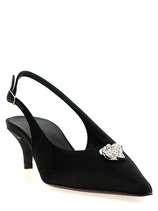 Magda Butrym Rosetta Silk Satin Slingback Pumps