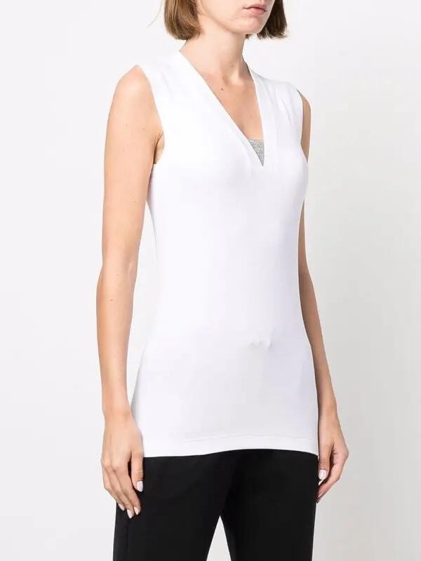 Brunello Cucinelli Cotton-silk Blend V-neck Tank Top