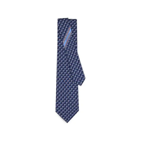 FERRAGAMO Silk Blend Printed Neck Ties - Blue
