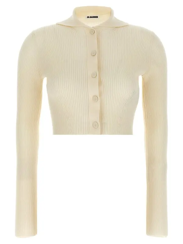 JIL SANDER Ribbed Cardigan - White