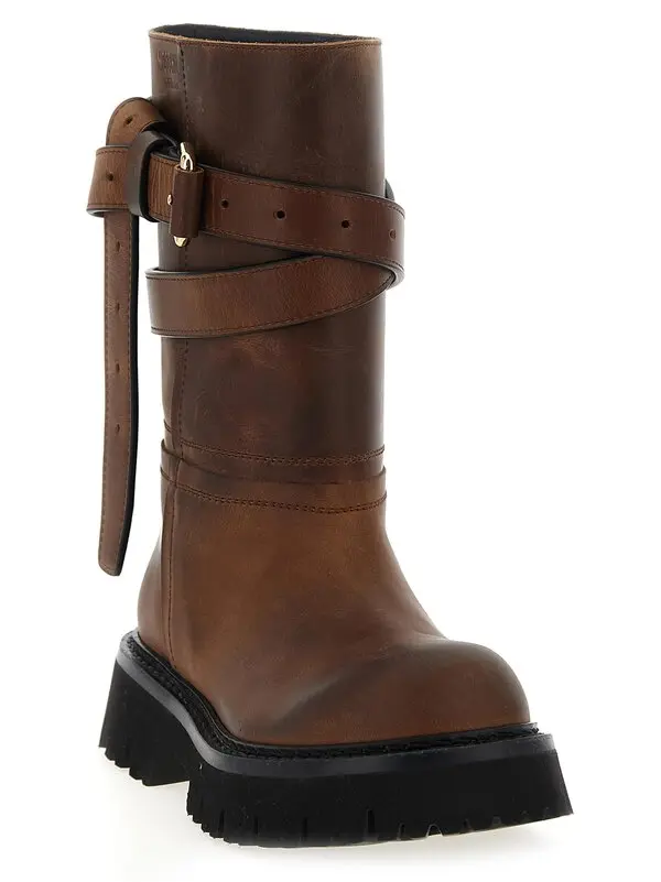 Moschino Brick Leather Boots