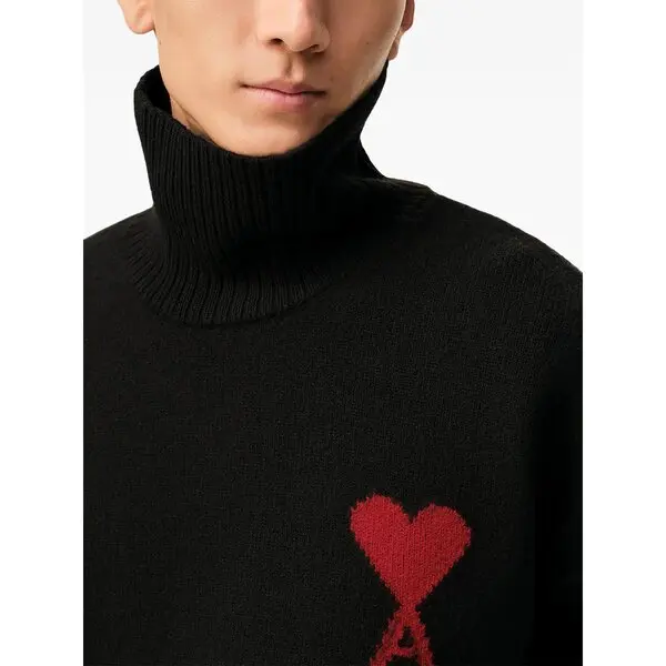 AMI Paris Merino Wool Turtleneck Jumper - Black