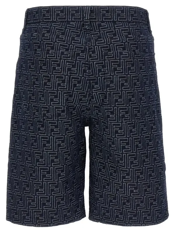 Fendi Bermuda Jeans Jacquard Ff - Blue