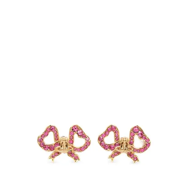 VIVIENNE WESTWOOD Crystal-embellished Bow Motif Earrings - Gold
