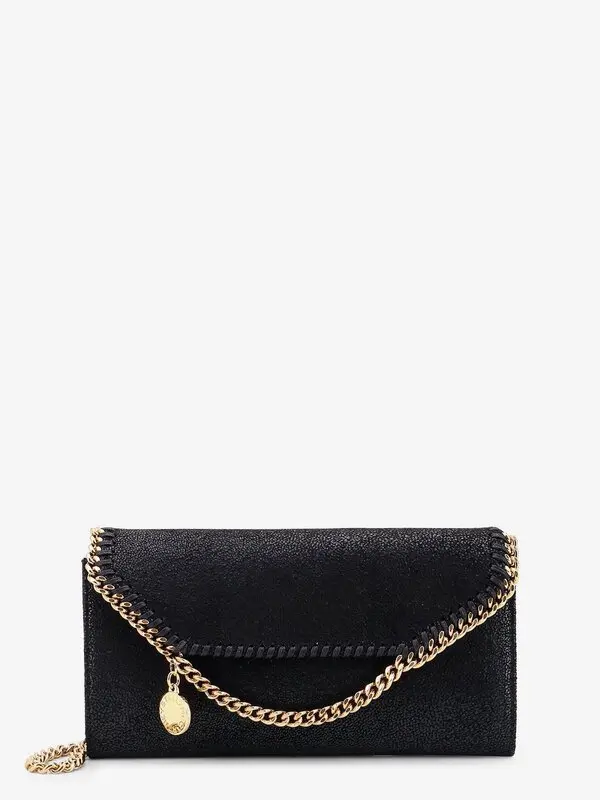 Stella McCartney Falabella Shaggy Deer Fabric Wallet - Black