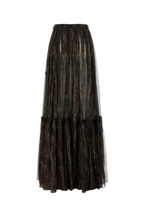Saint Laurent Printed Silk Blend Skirt