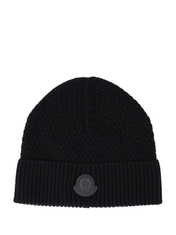 Moncler Logo Beanie - Black