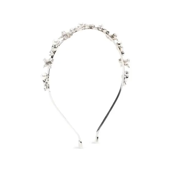 SELF-PORTRAIT Crystal Embellished Bow Hair Band - Silver