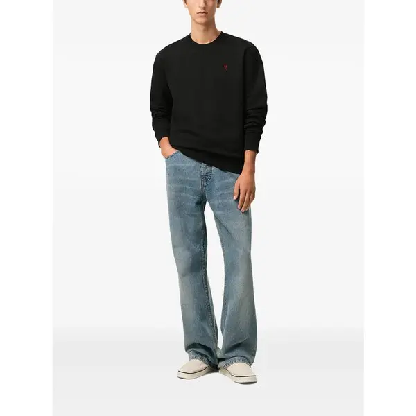 AMI Paris Organic Cotton Fleece Sweatshirt - Black