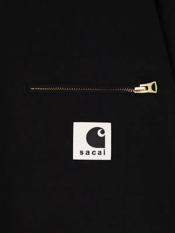 SACAI X CARHARTT WIP Cotton T-shirt Witht Logo Patch On The Front - Black