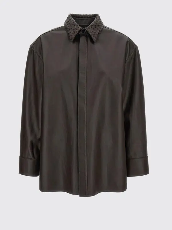 Bottega Veneta Relaxed-fit Smooth Lambskin Leather Shirt - Brown