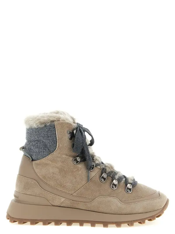 Brunello Cucinelli Lace-up Ankle Boots - Cream