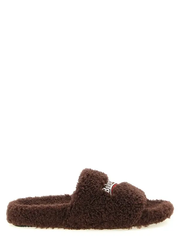 Balenciaga Furry' Open Sandals - Brown