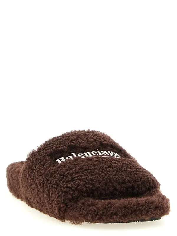 Balenciaga Furry' Open Sandals - Brown