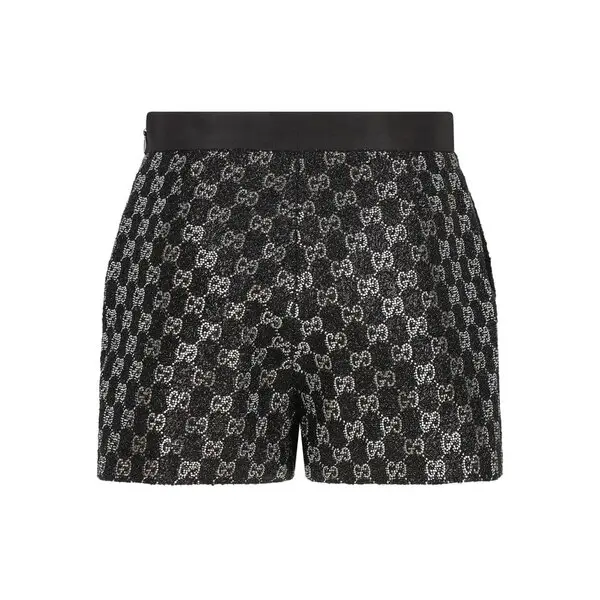 Gucci Lamé Effect Tweed Tailored Shorts - Black