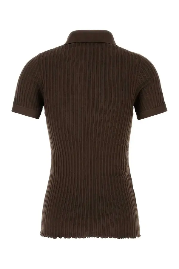 Miu Miu Chocolate Stretch Jersey Polo Shirt
