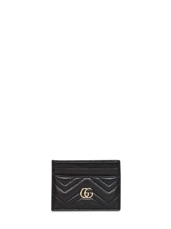 Gucci Black Gg Marmont Card Holder - Multicolor