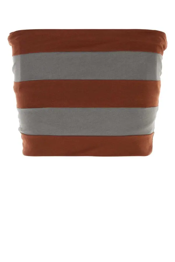 Miu Miu Striped Cotton Tube Top - Multicolor